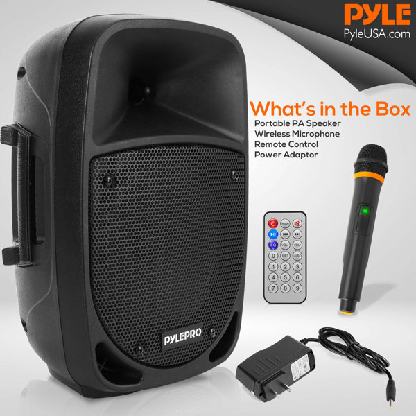 Pyle 800W Portable Bluetooth Pa Speaker - 8’’ Subwoofer, Led Battery Indicator Lights W/ Built ...